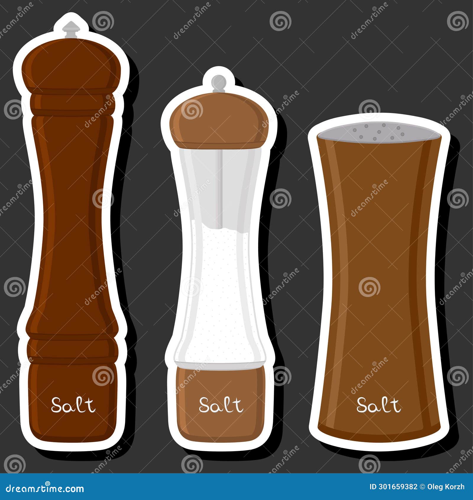 Illustration on Theme Big Set Different Types Ware Filled Salt for ...