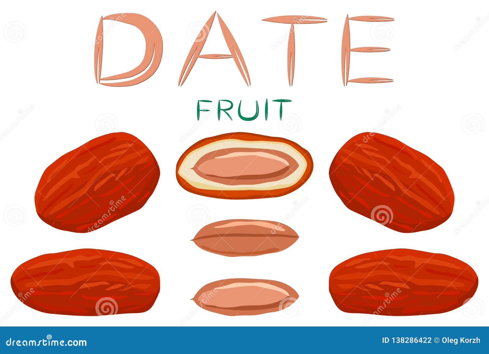 Illustration on Theme Different Types of Date Fruit for Healthy Life ...