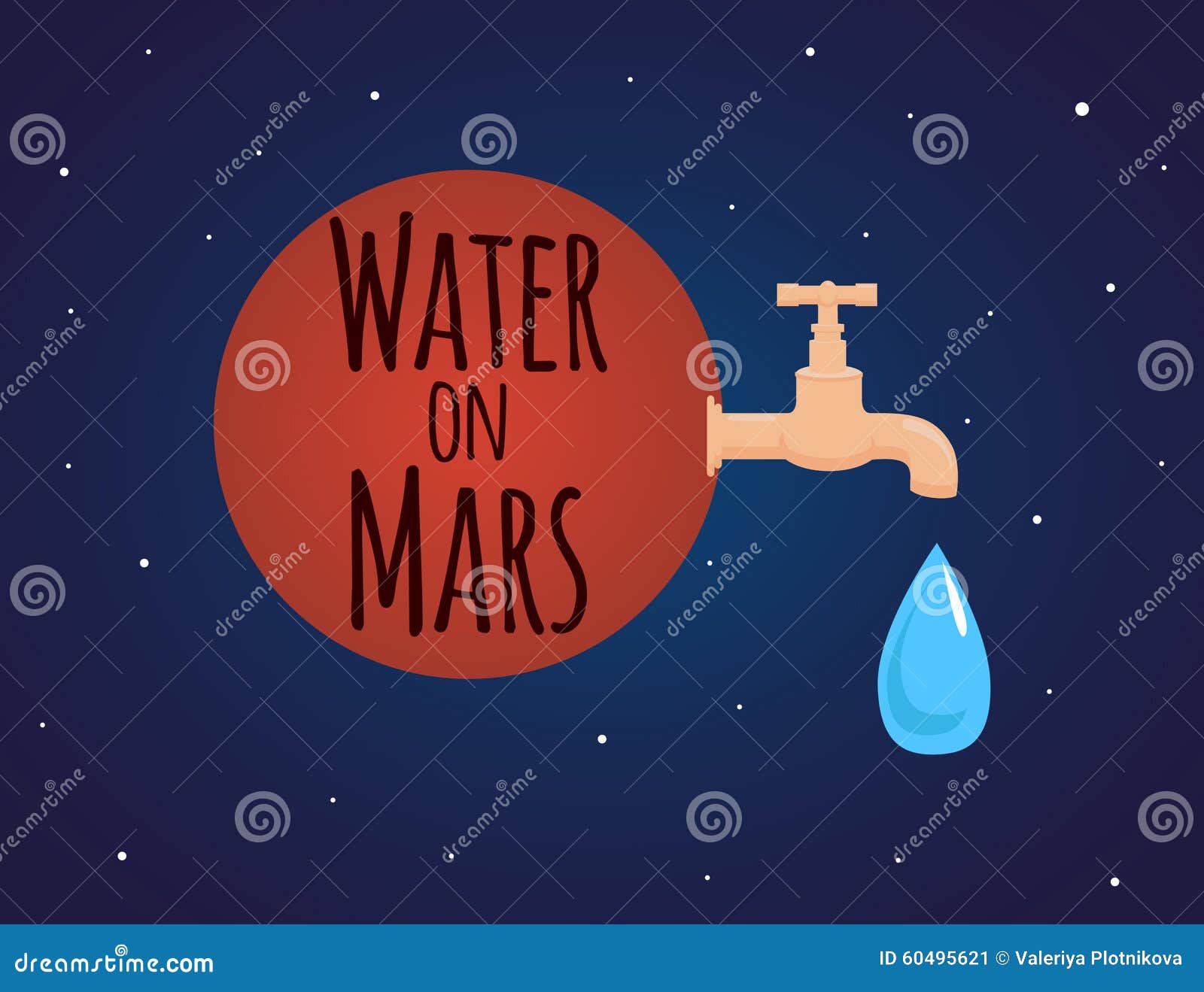 Water On Mars. Martian Shows Water In Its Hand. NASA Stock Illustration ...