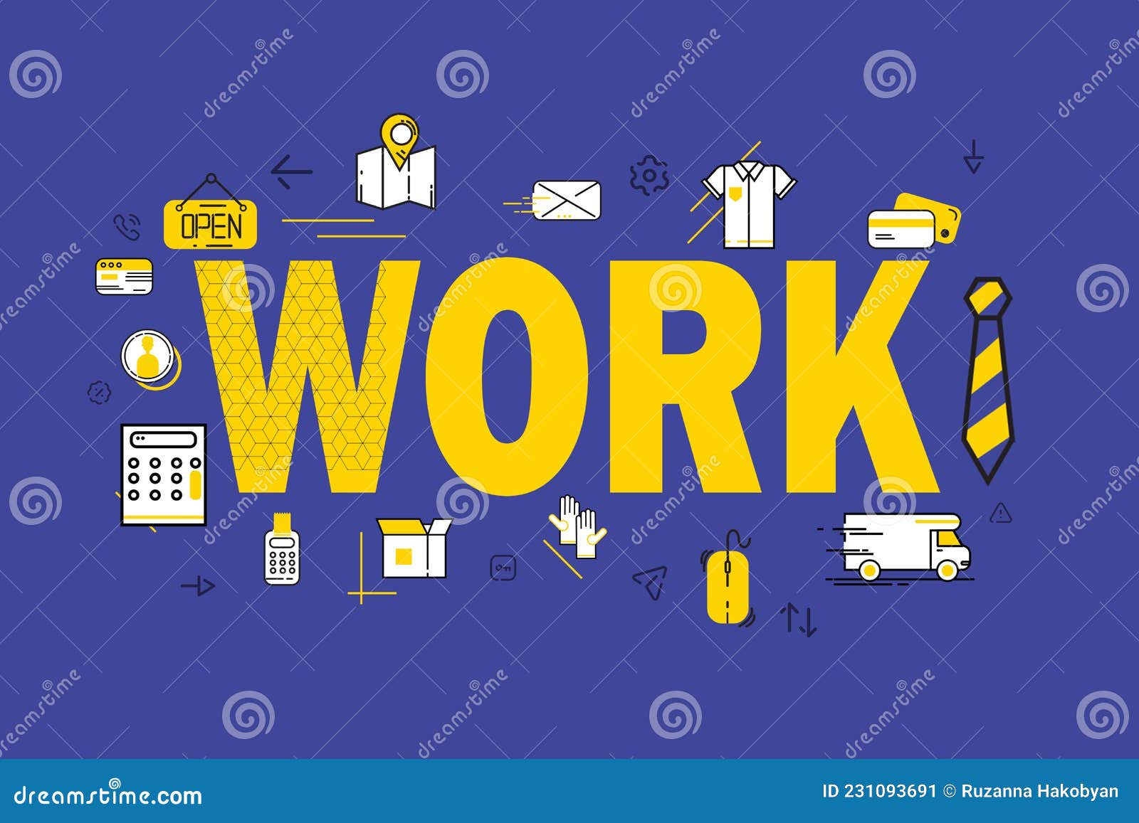Illustration on the Theme of Work. Stock Illustration - Illustration of ...