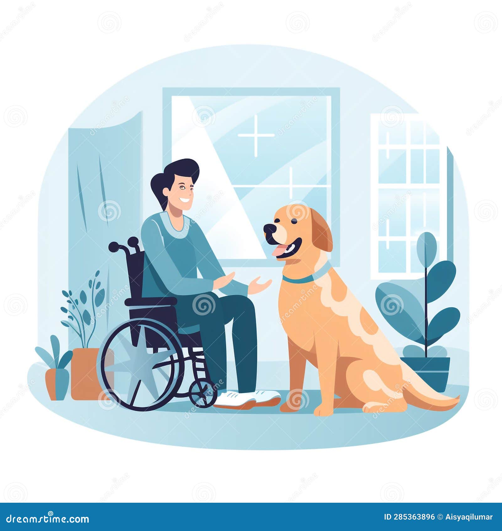 Illustration of a Therapy Dog with a Human. Stock Illustration ...