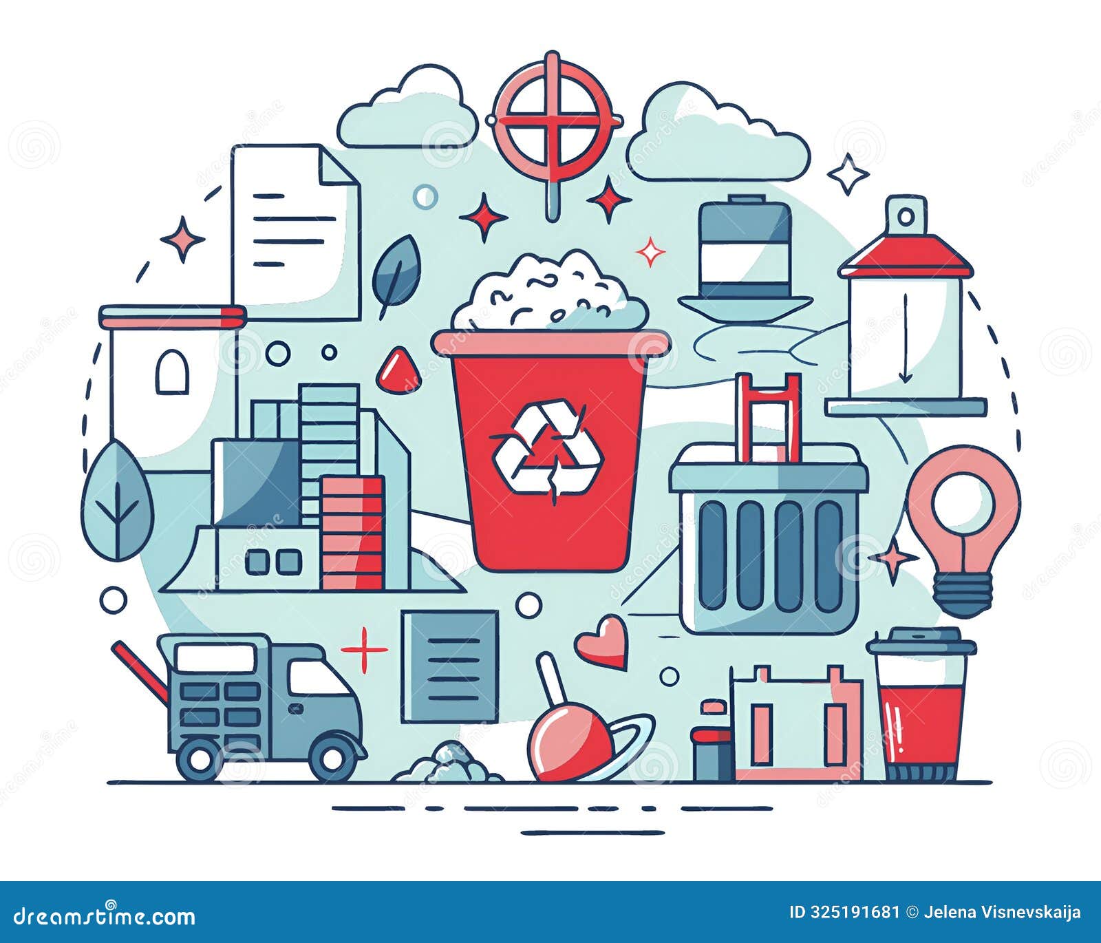 In the Illustration, a Recycling Bin is Depicted, Enclosed by Diverse ...
