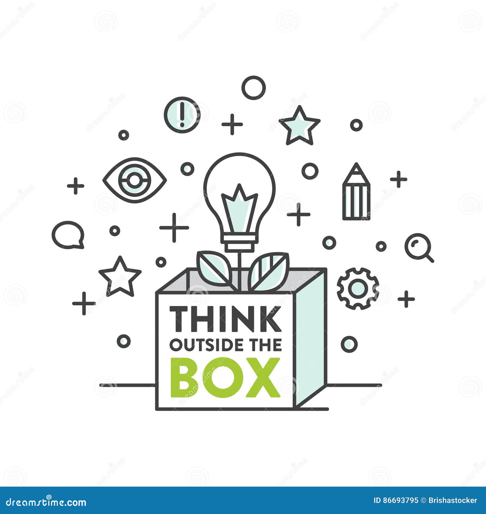 Illustration of Think Outside the Box Concept , Imagination, Smart ...