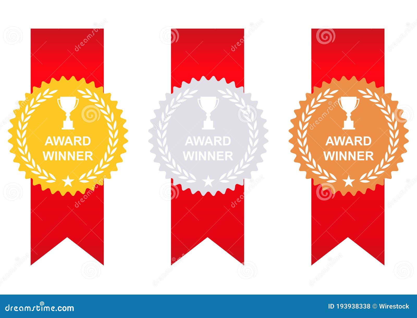 Illustration of Three Award Winner Signs on an Isolated Background ...