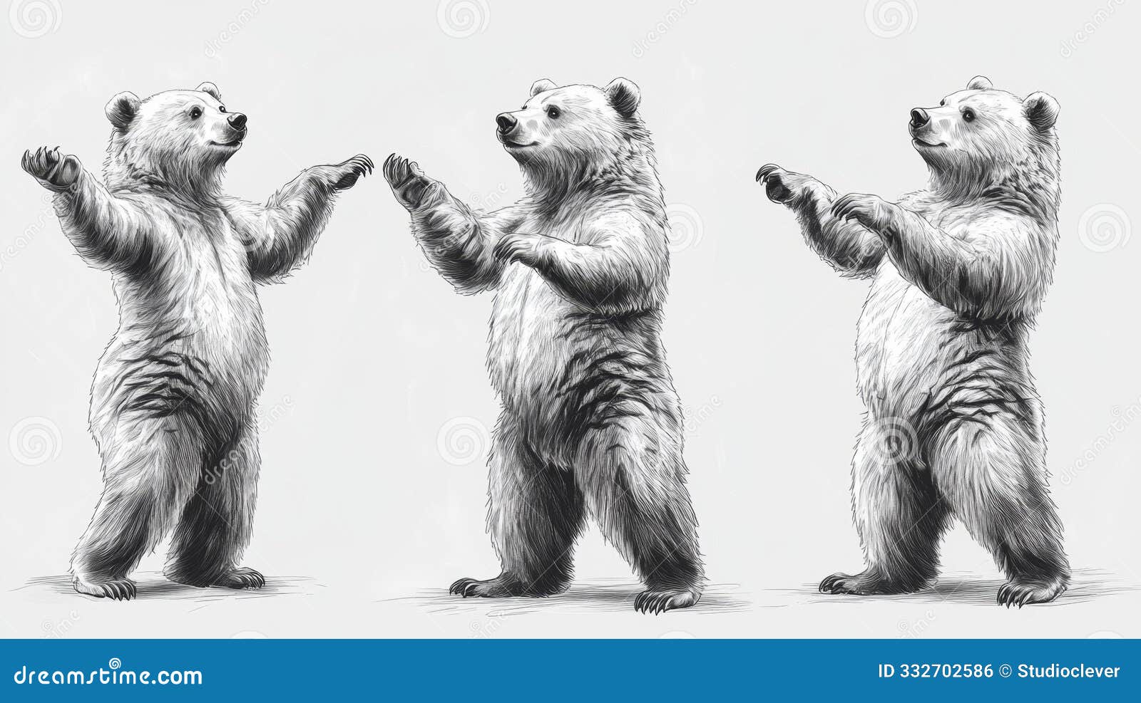 Three Standing Bears Illustration Generative AI Stock Illustration ...