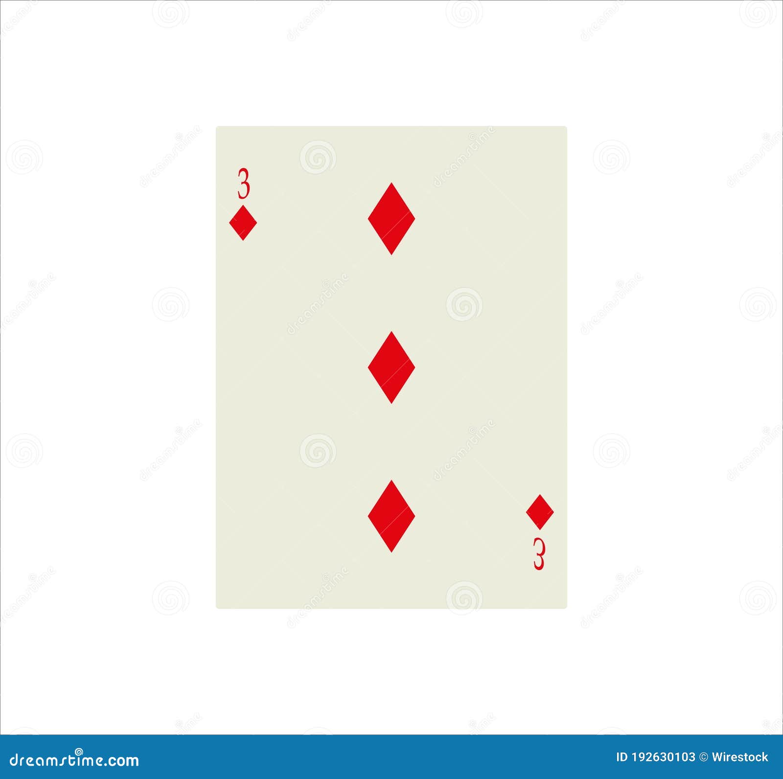 Three Of Diamonds Playing Card. Unique Hand Drawn Pocker Card. One Of ...