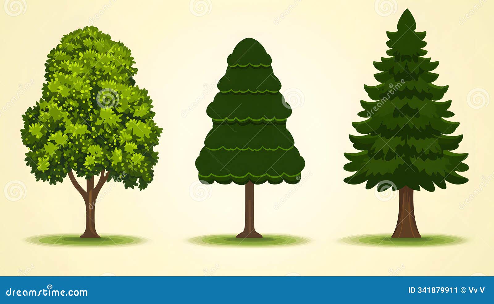 Illustration of Three Different Tree Types Stock Image - Image of tree ...