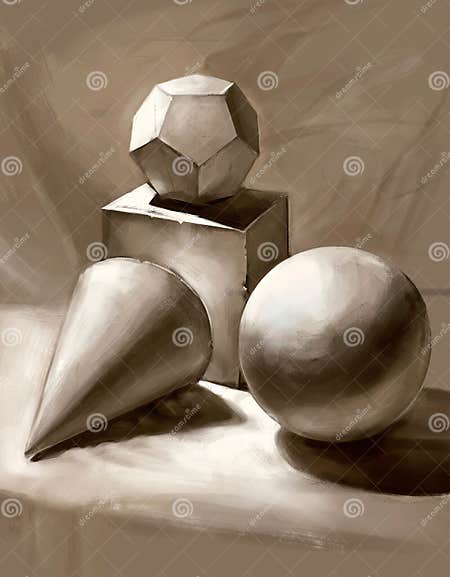 Illustration of Three-dimensional Geometric Shapes Stock Illustration ...