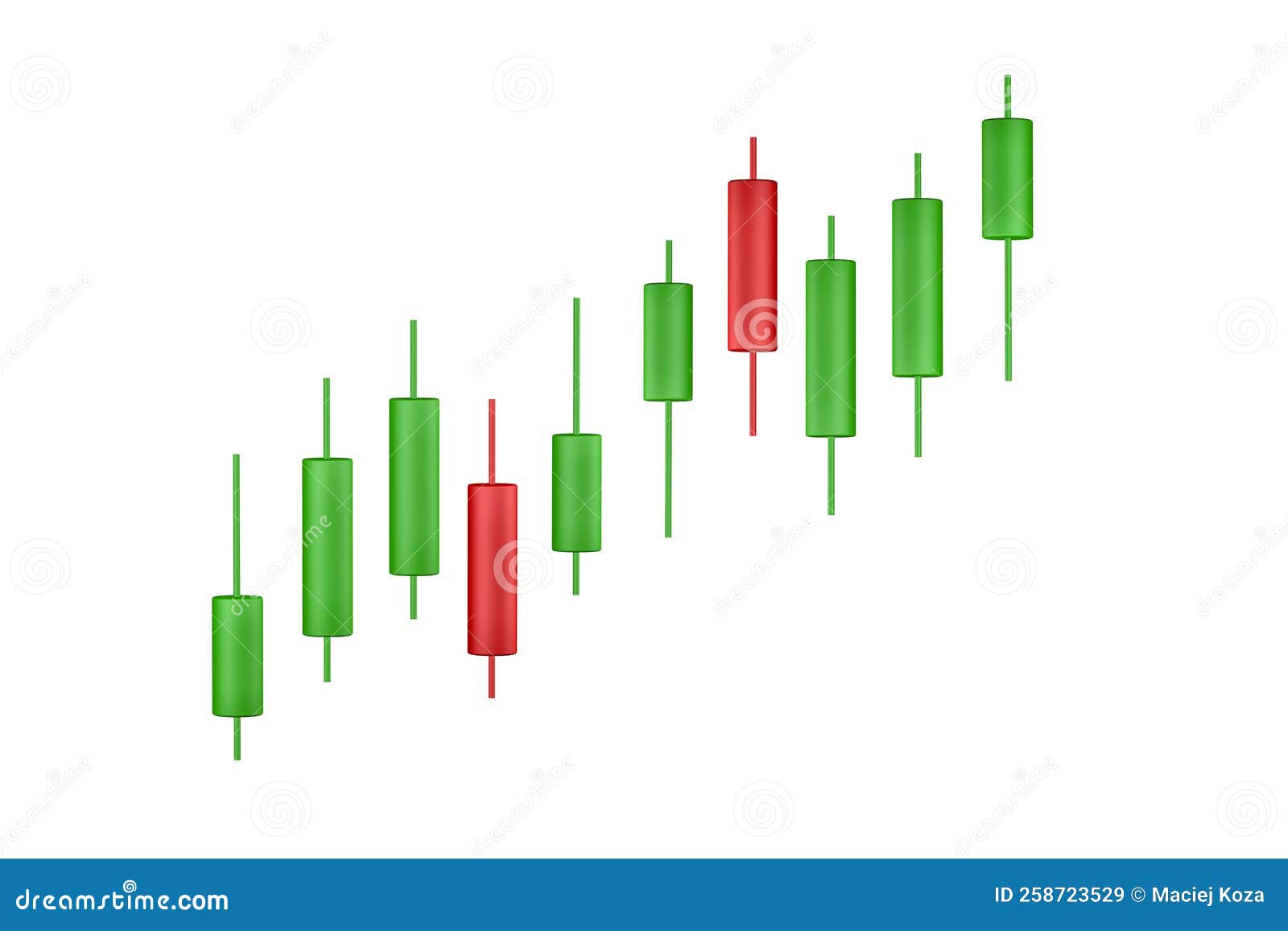 An Illustration of a Three Dimensional Red-green Candlestick Chart on a ...