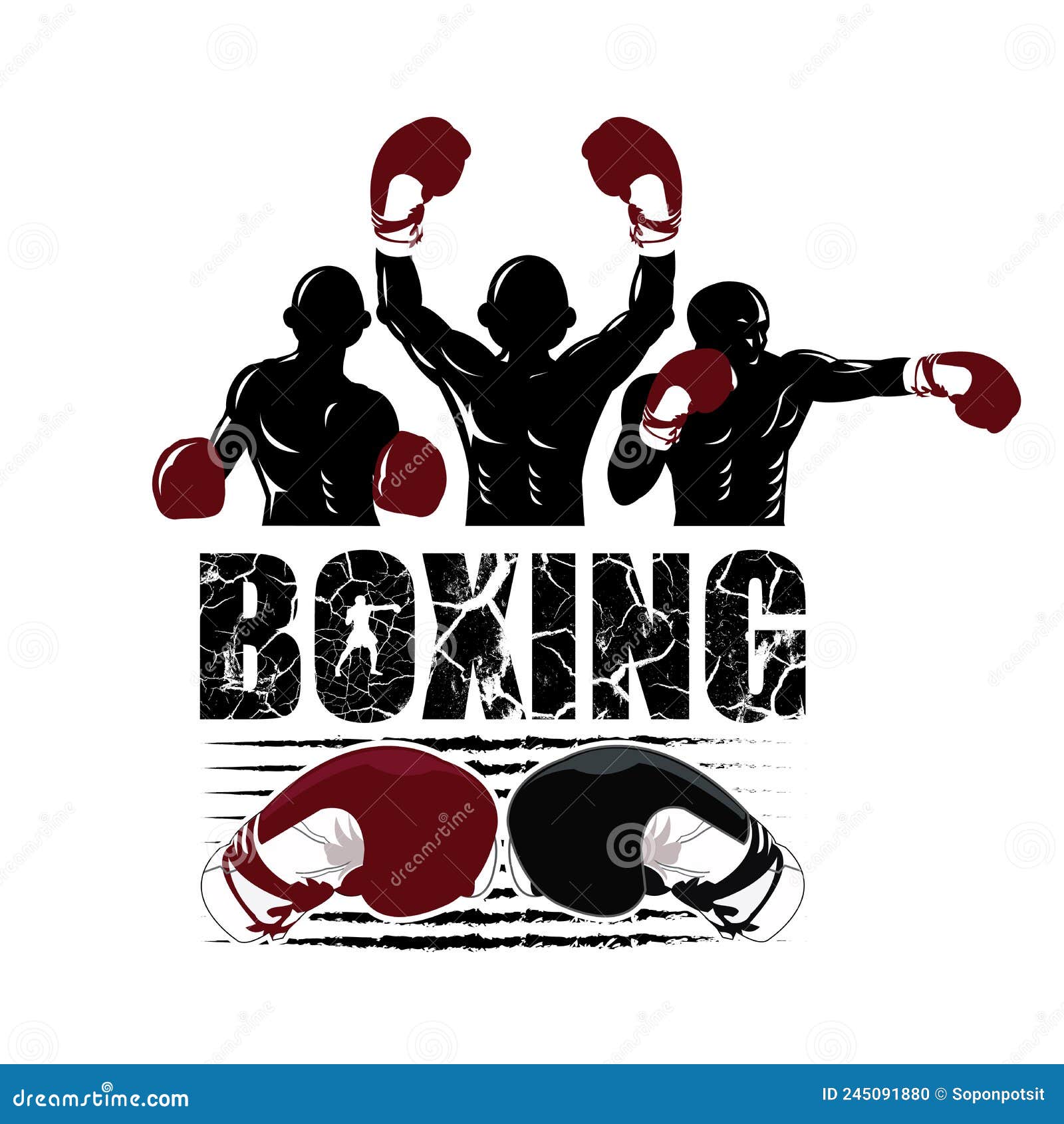 Illustration of Three Fighter Concept for Boxing Logo Stock Vector ...