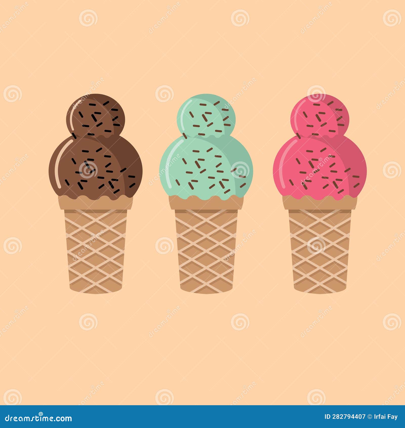 Illustration of Three Flavors of Ice Cream Stock Vector - Illustration ...