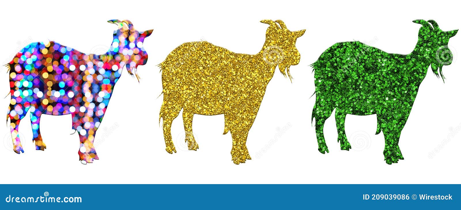 Illustration Of Three Goats Composed Of Colorful Vibrant Textures ...