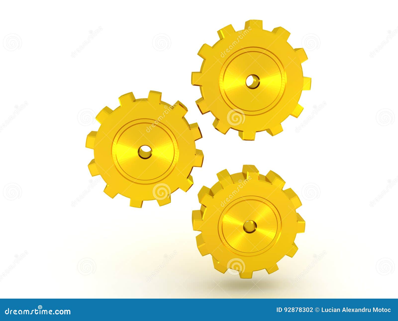 Illustration of Three Golden Metallic Cogs Turning Stock Illustration ...