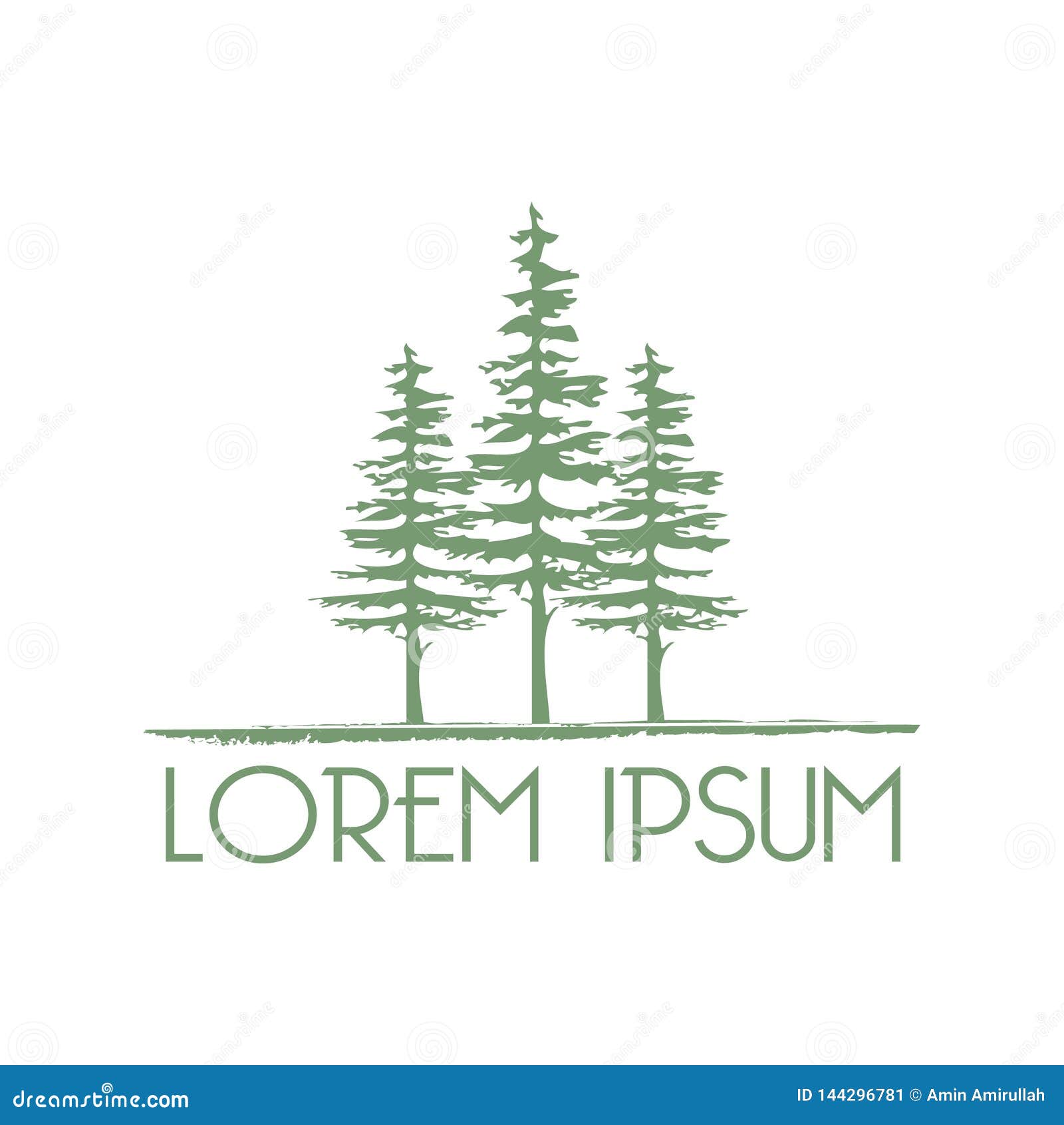 Illustration of Three Green Evergreen Trees Stock Vector - Illustration ...