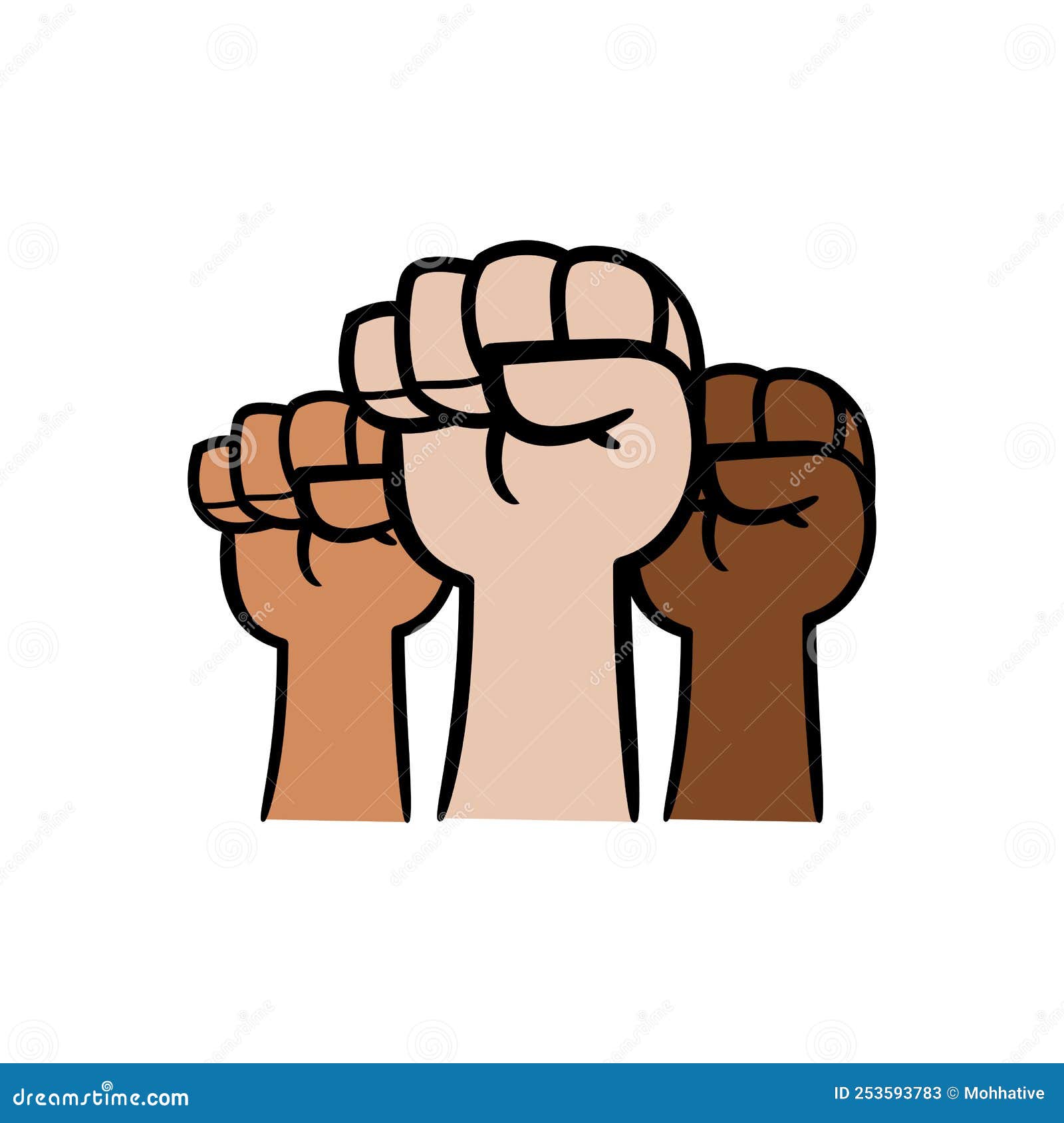 Illustration of a Three Hand Rises. Labor Day Hand Sign Illustration ...