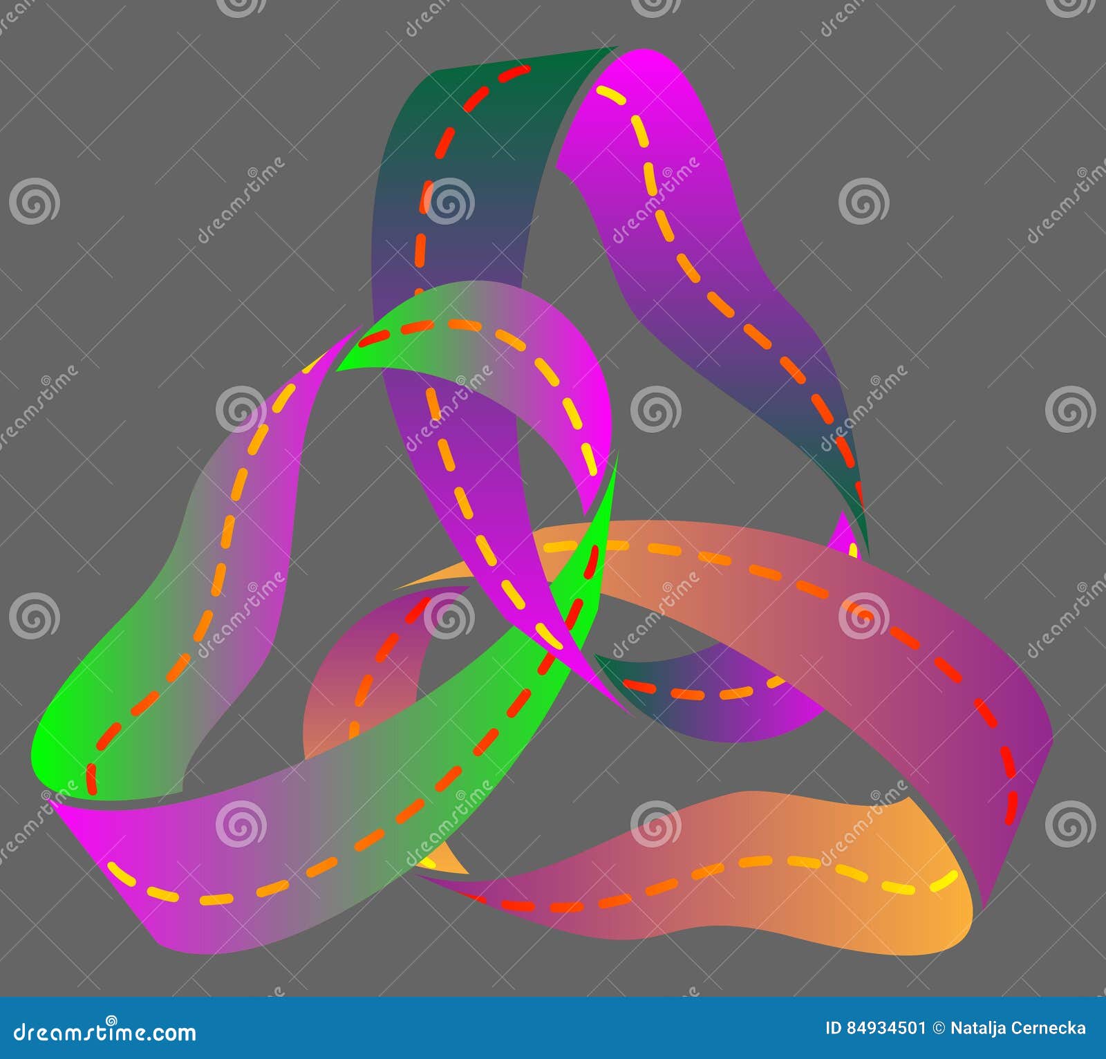 Illustration of Three Intertwined Mobius Strip. Stock Vector ...