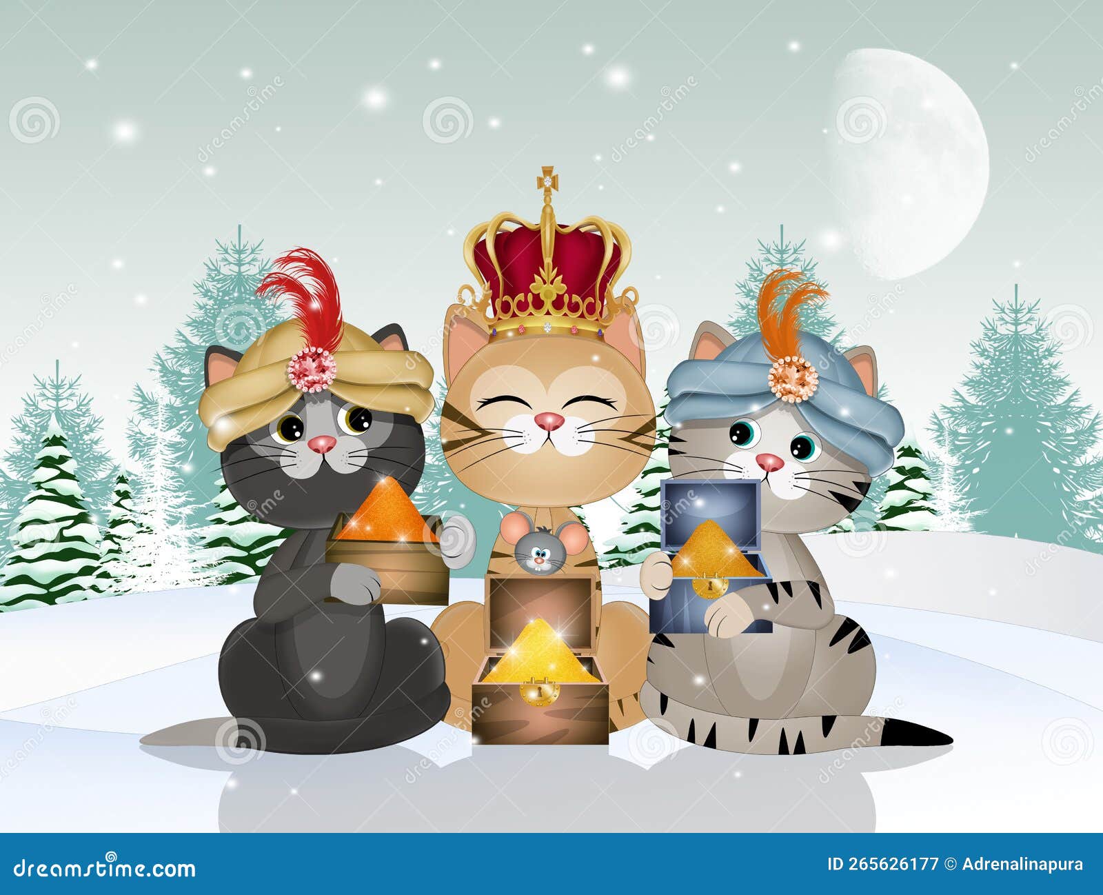 Illustration of the Three Kings Cats Stock Illustration - Illustration ...