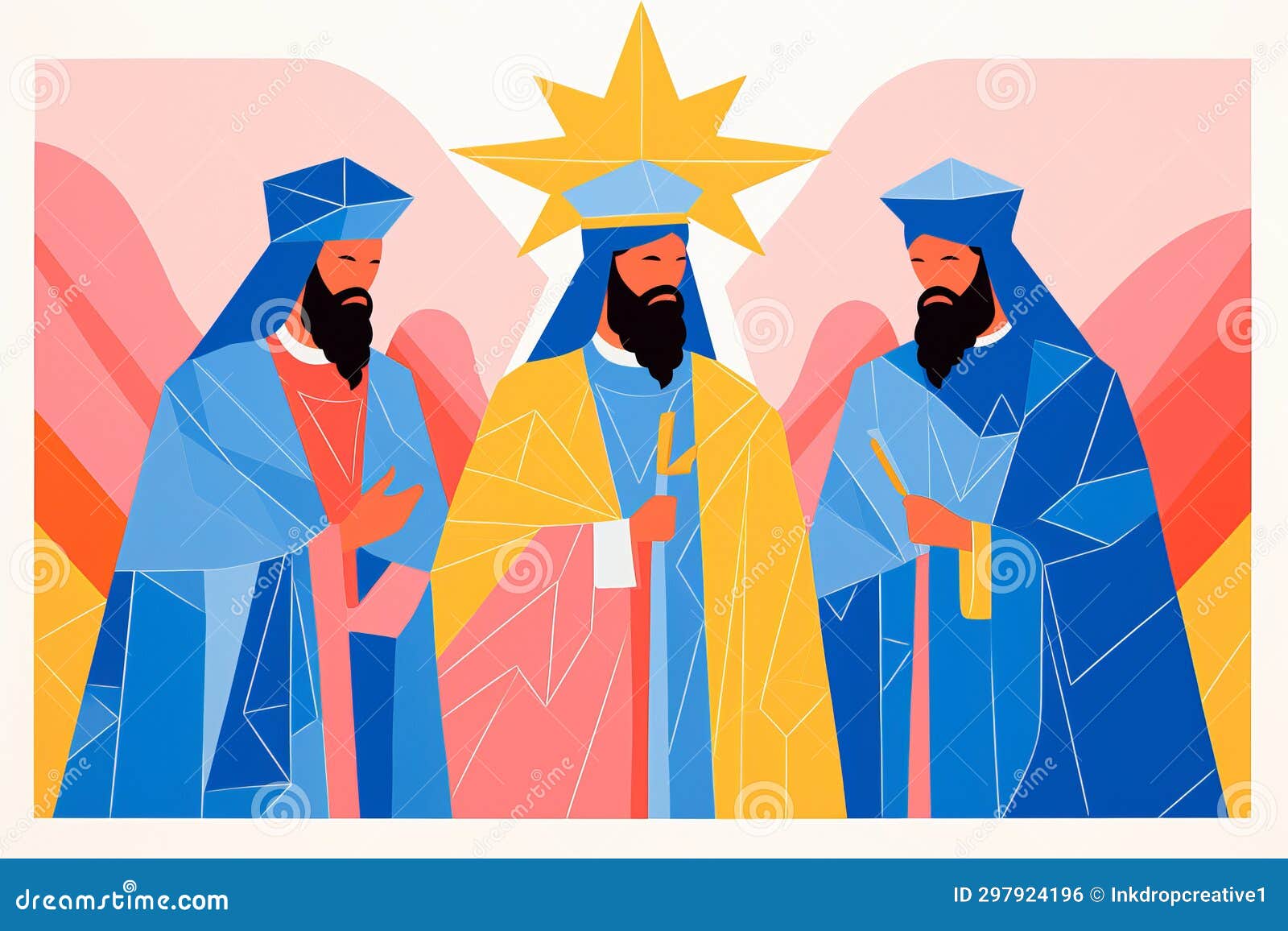 Illustration of the Three Kings or Wise Men from the Christmas Nativity ...