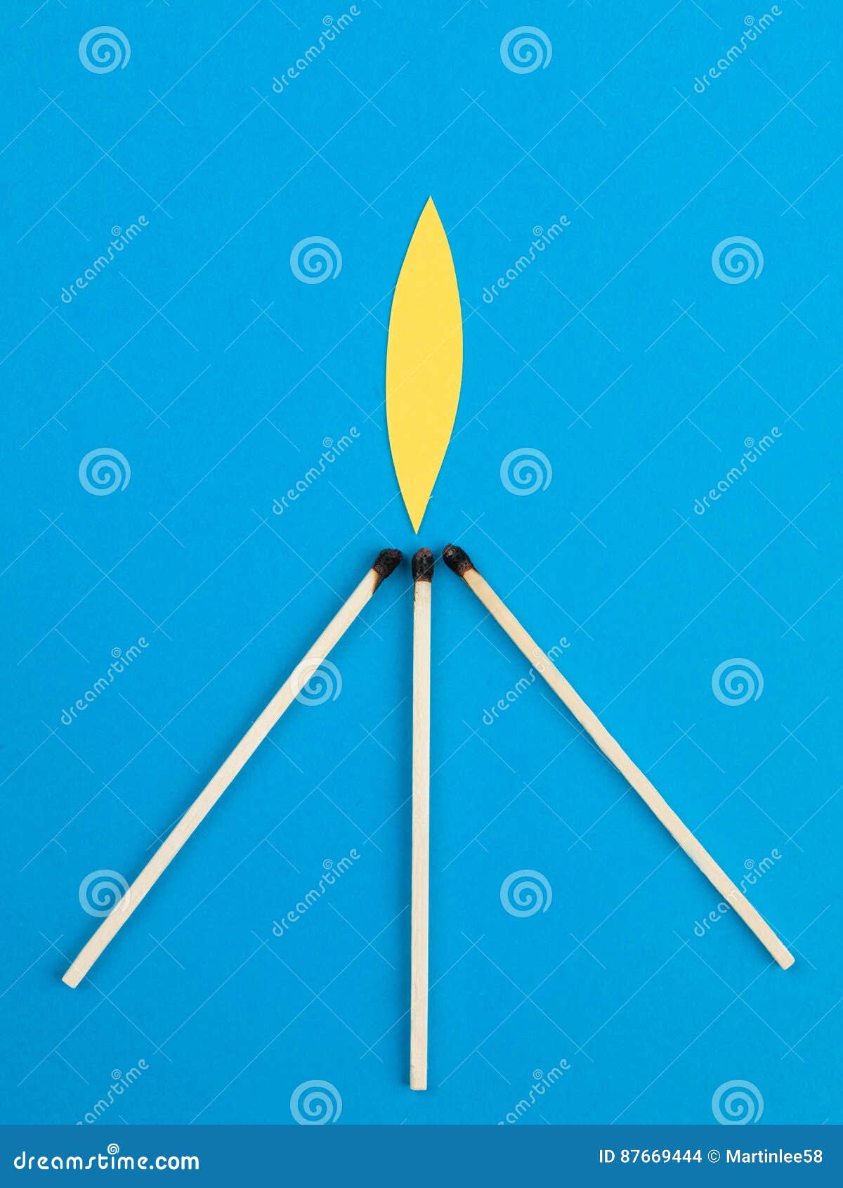 Illustration of Three Lit Matches Against a Blue Background Stock Photo ...