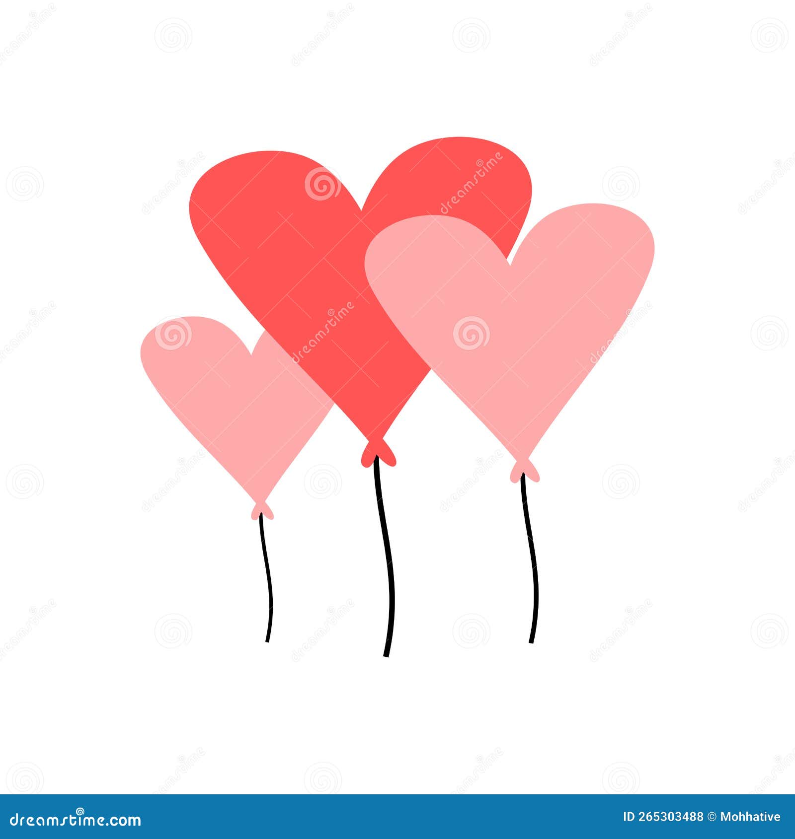 Illustration of a Three Love Shape Balloon for Valentine Event Stock ...