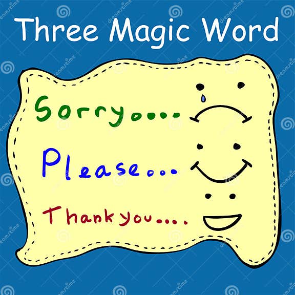 Illustration for Three Magic Words Stock Vector - Illustration of board ...