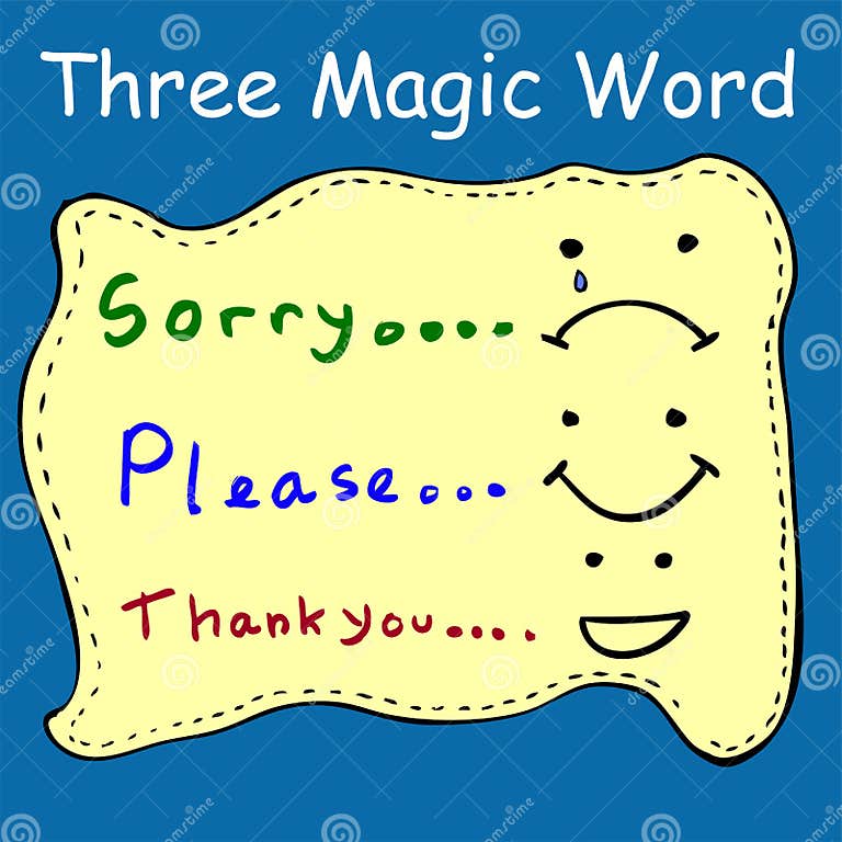 Illustration for Three Magic Words Stock Vector - Illustration of board ...