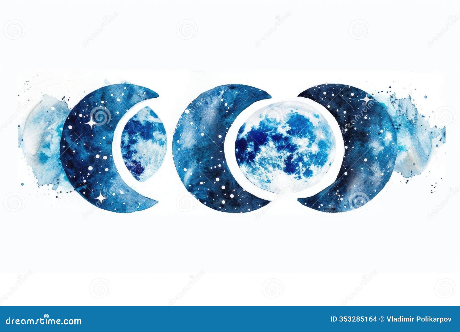 Illustration of Three Moon Phases, Suitable for Educational Materials ...