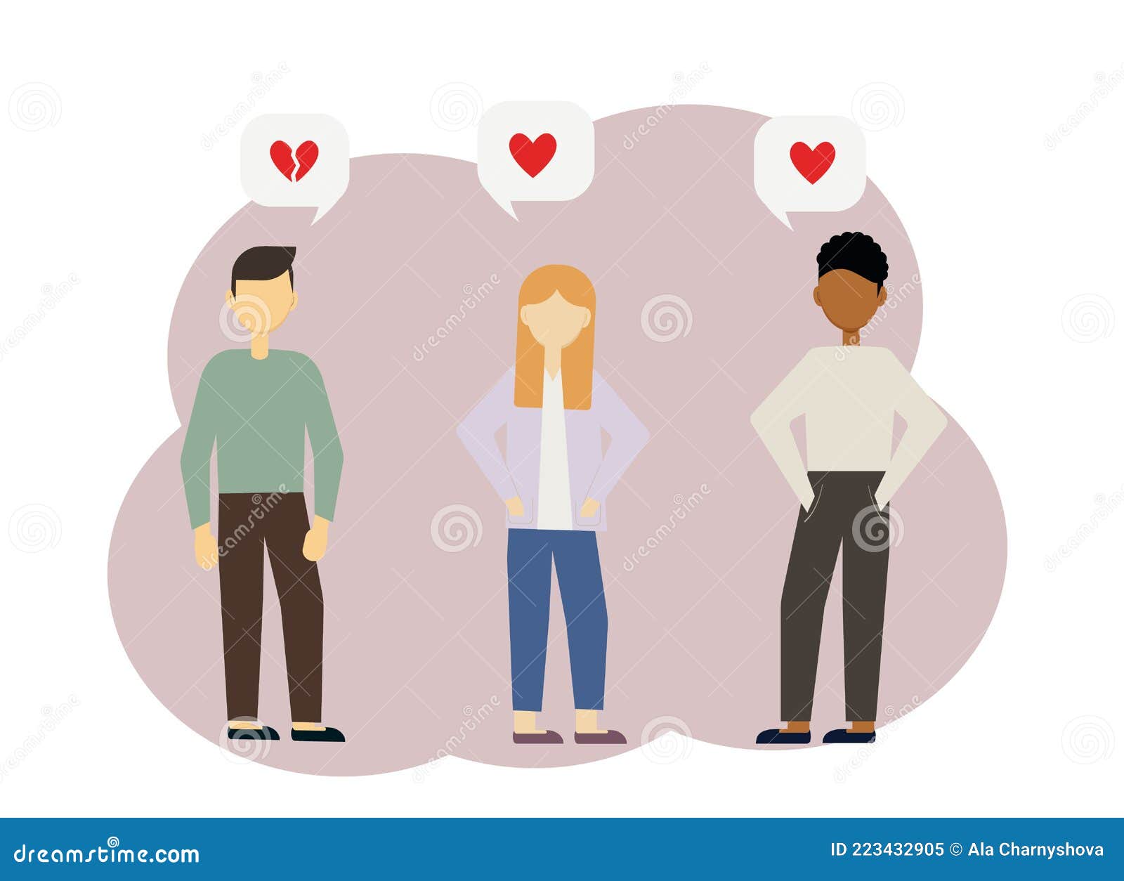 Illustration of Three People, a Woman and Two a Man with Bubbles with ...