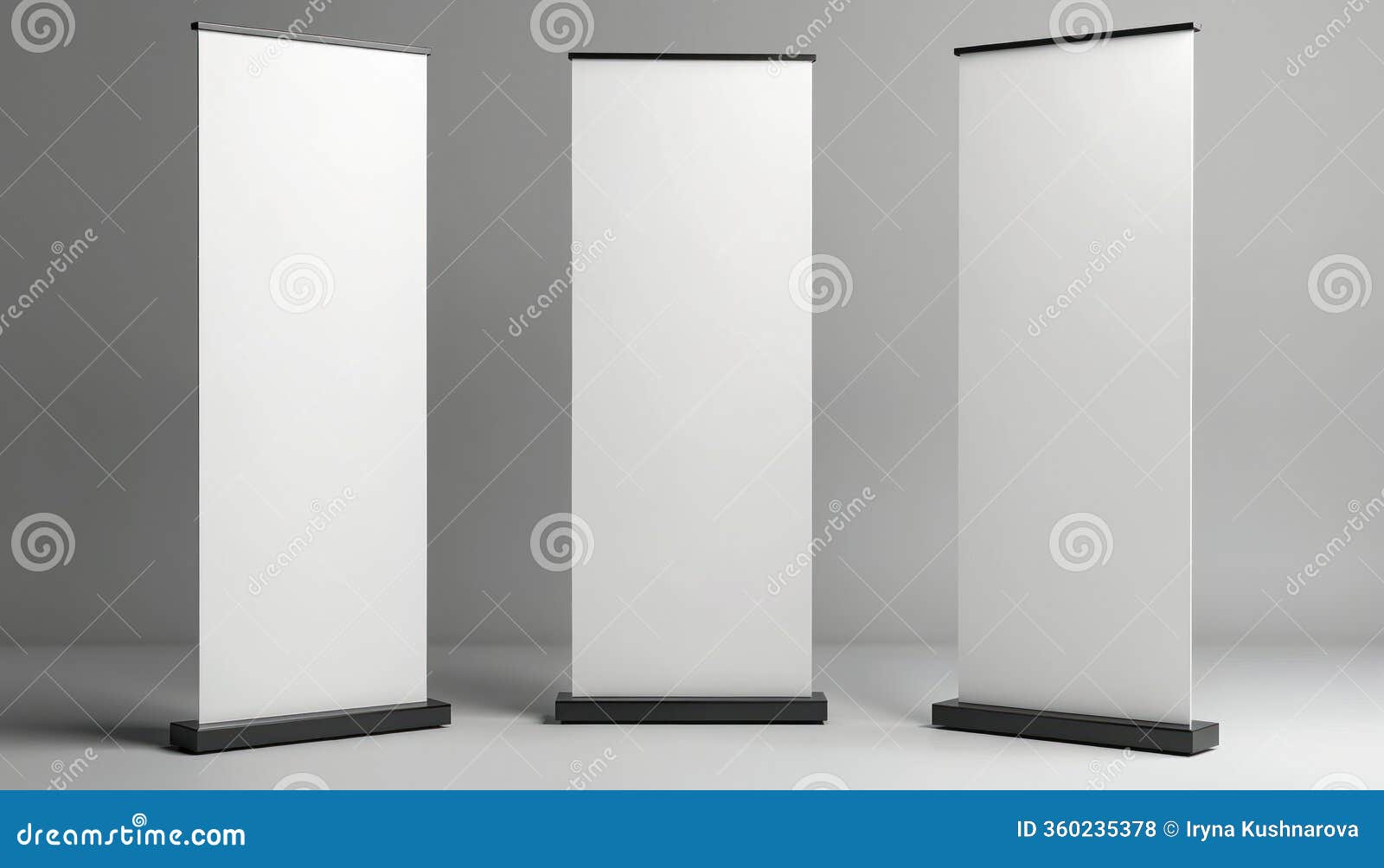 Illustration of Three Portable White Blank Roll Up Banners for ...