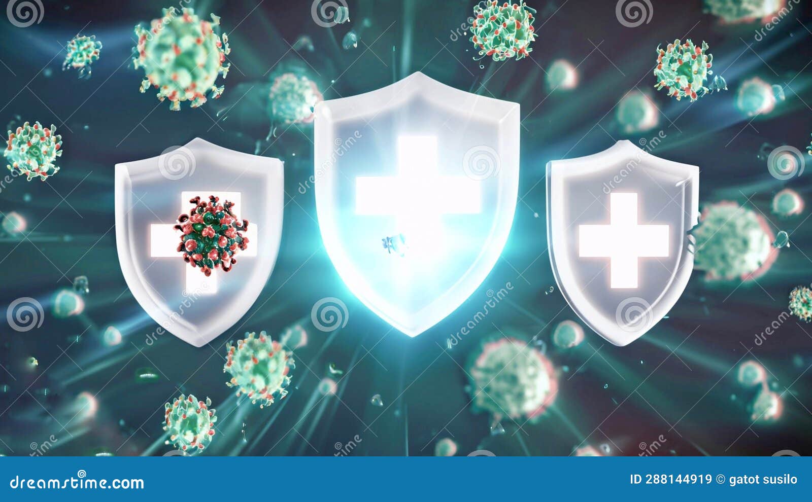 Illustration of Three Protection from Virus and Bacterial Attacks Stock ...