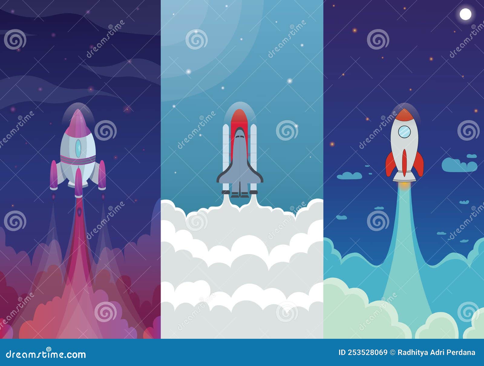Illustration Three Rockets stock illustration. Illustration of circle ...