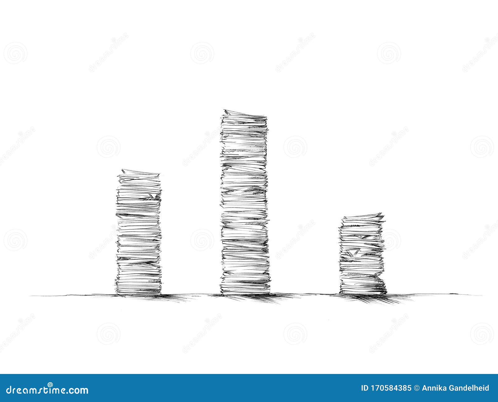 Three Stacks of Paper of Different Heights Stock Illustration ...