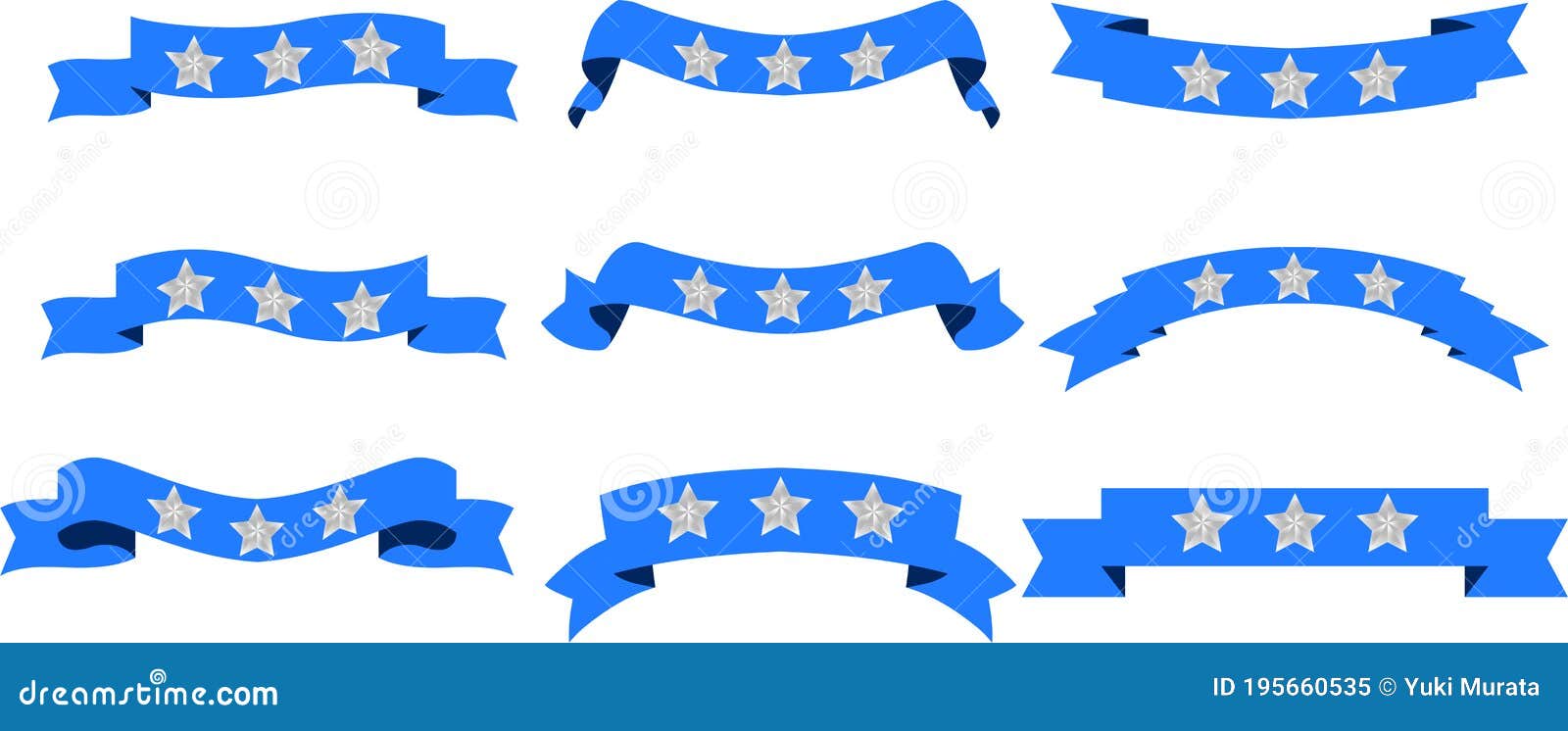 Illustration of a Three Star Blue Title Ribbon Set Stock Vector ...
