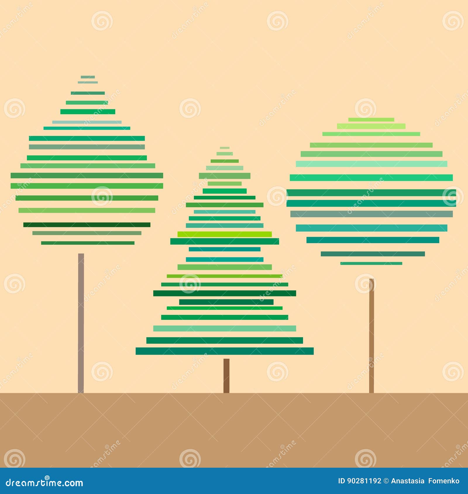 Illustration of Three Trees Stock Illustration - Illustration of emblem ...