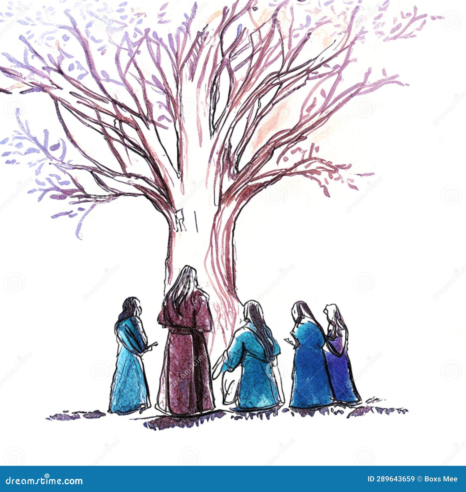 Illustration of the Three Wise Men and a Tree on a White Background AI ...