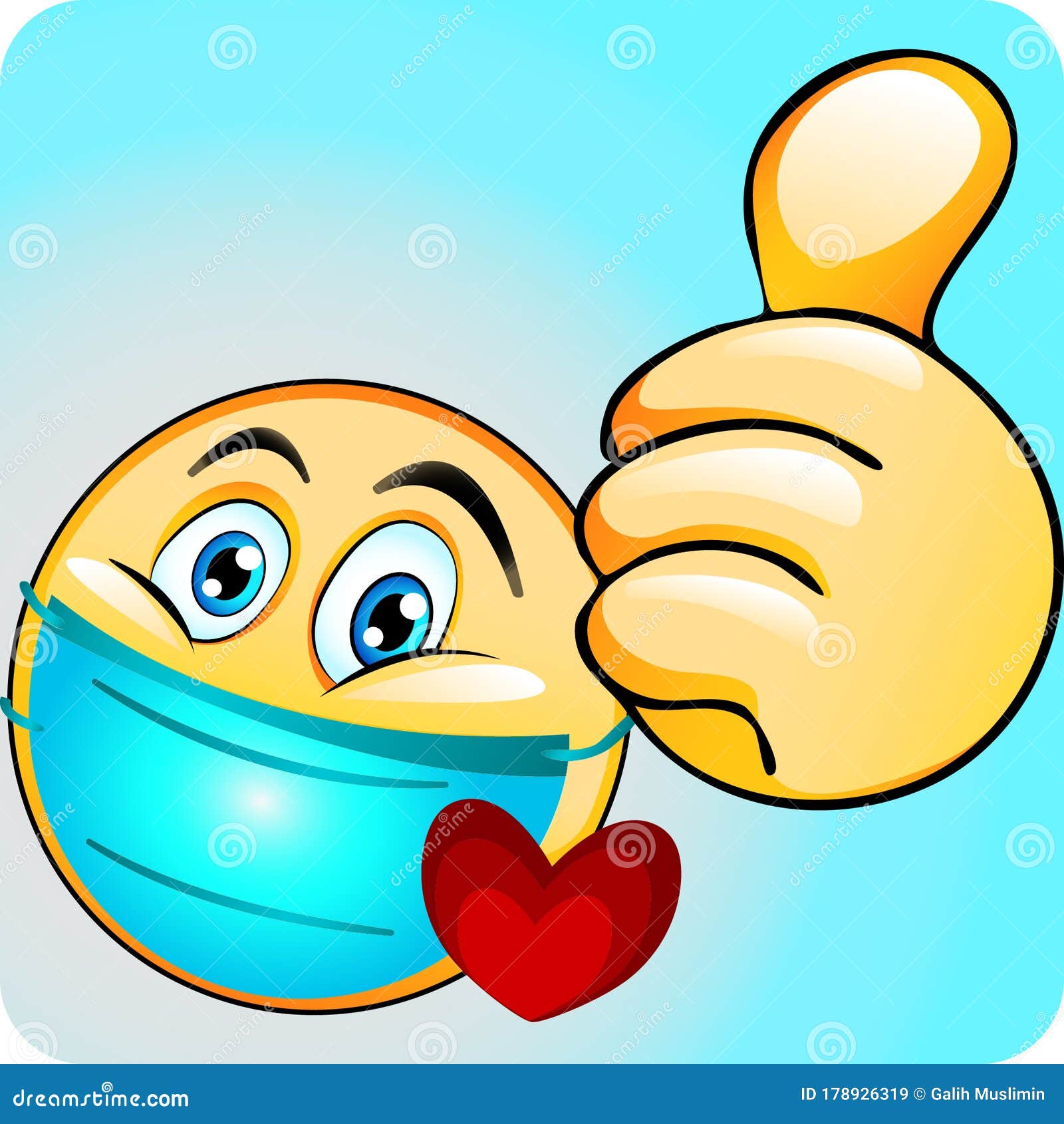 Illustration of Thumb Wearing Mask and Heart, Stock Vector Icon Stock ...