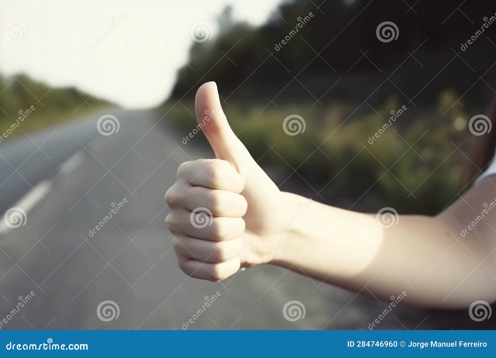 Illustration, Thumbs Up on a Roadside Help Symbol, Ai Generative Stock ...