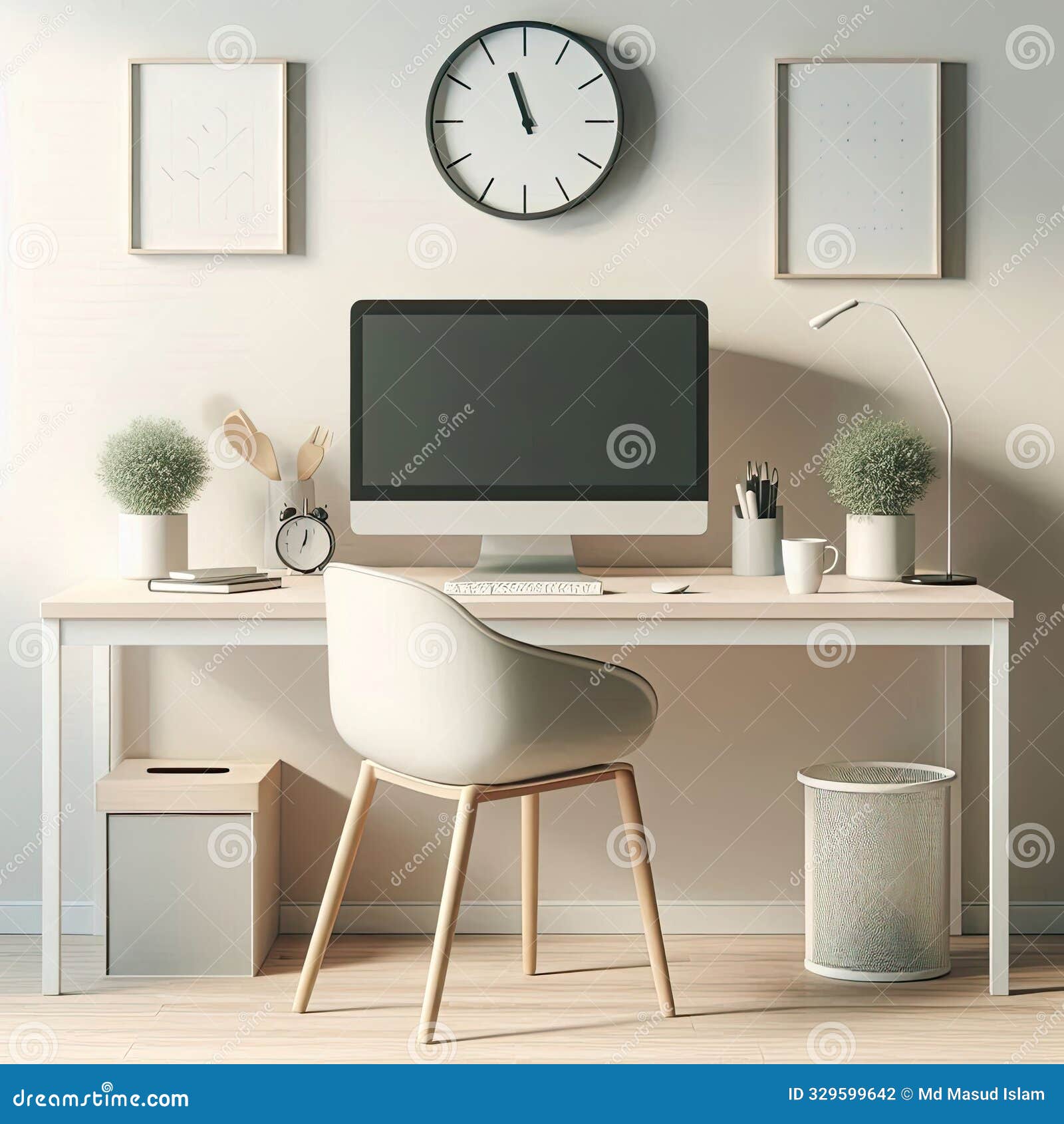 Illustration of Tidy Modern Office Workspace Stock Illustration ...