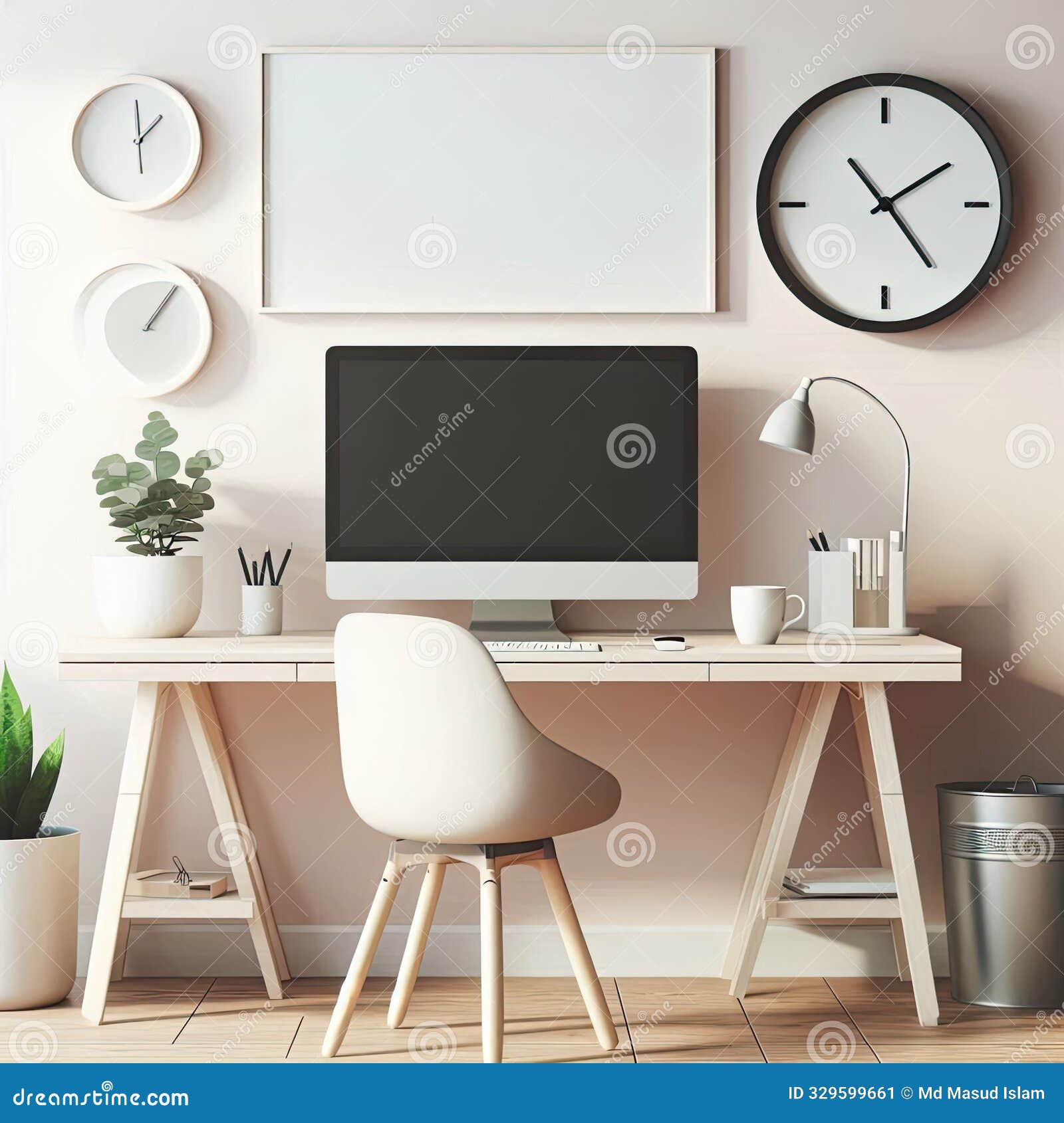 Illustration of Tidy Modern Office Workspace Stock Illustration ...