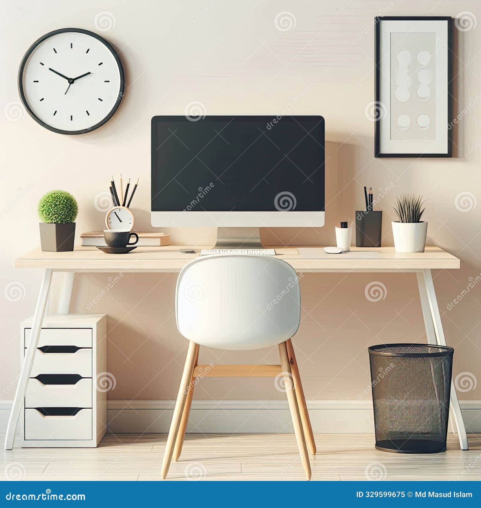 Illustration of Tidy Modern Office Workspace Stock Illustration ...