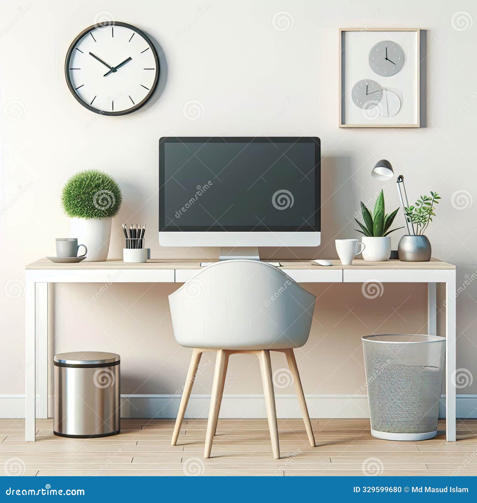 Illustration of Tidy Modern Office Workspace Stock Illustration ...