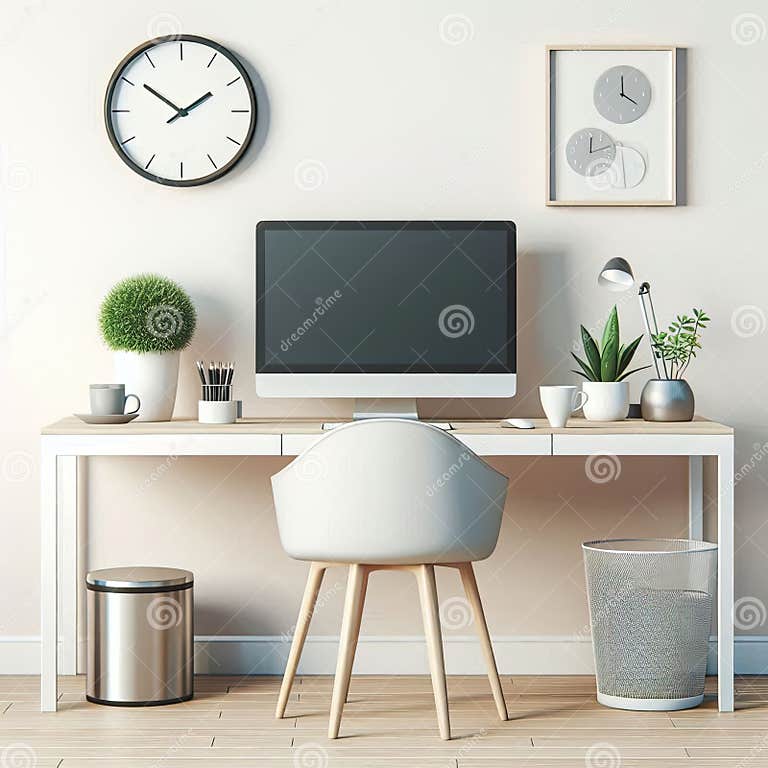 Illustration of Tidy Modern Office Workspace Stock Illustration ...