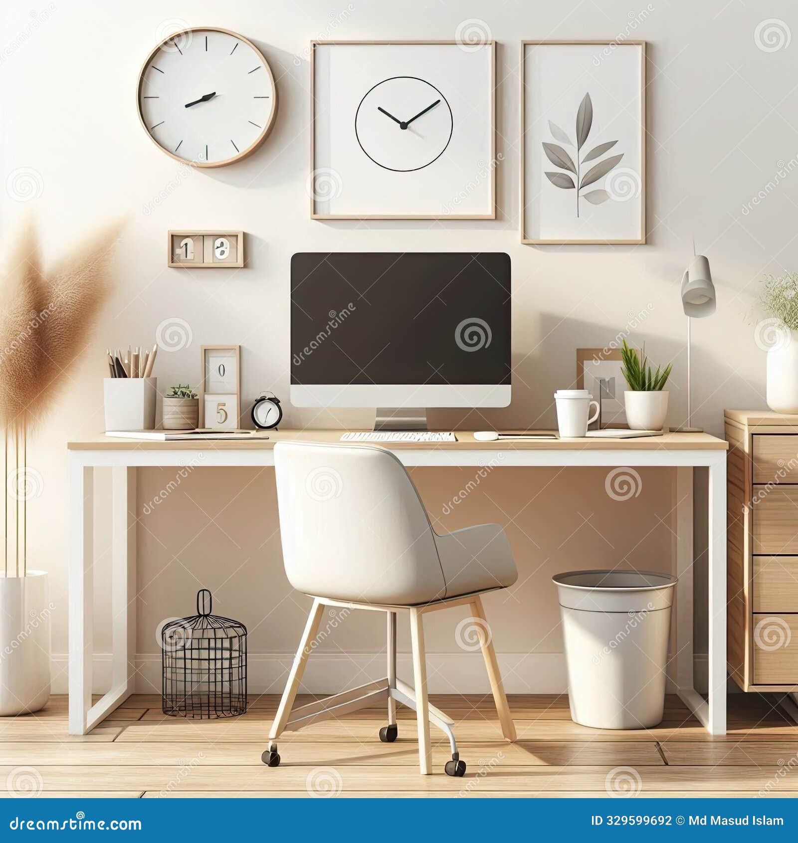 Illustration of Tidy Modern Office Workspace Stock Illustration ...
