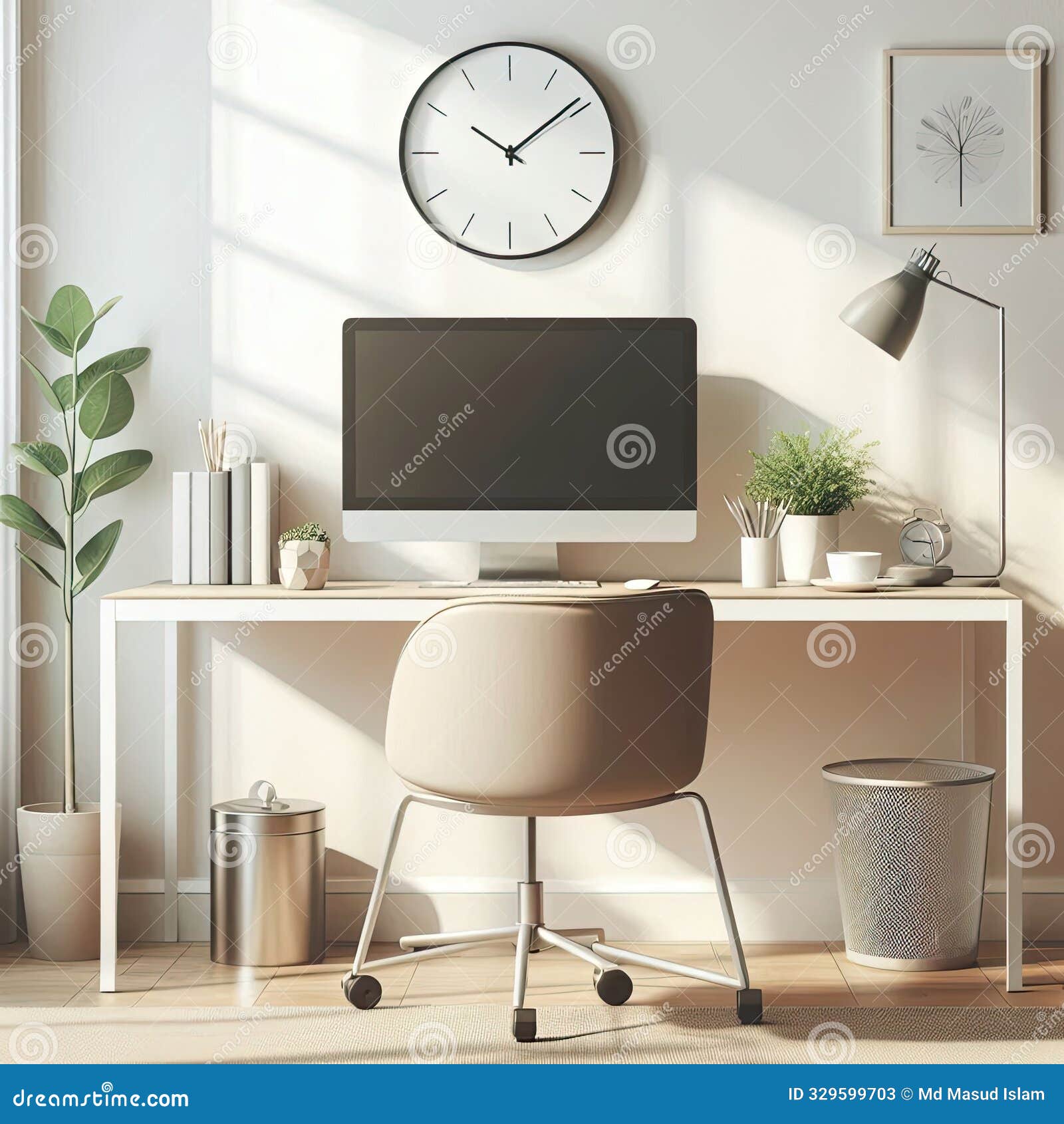 Illustration of Tidy Modern Office Workspace Stock Illustration ...