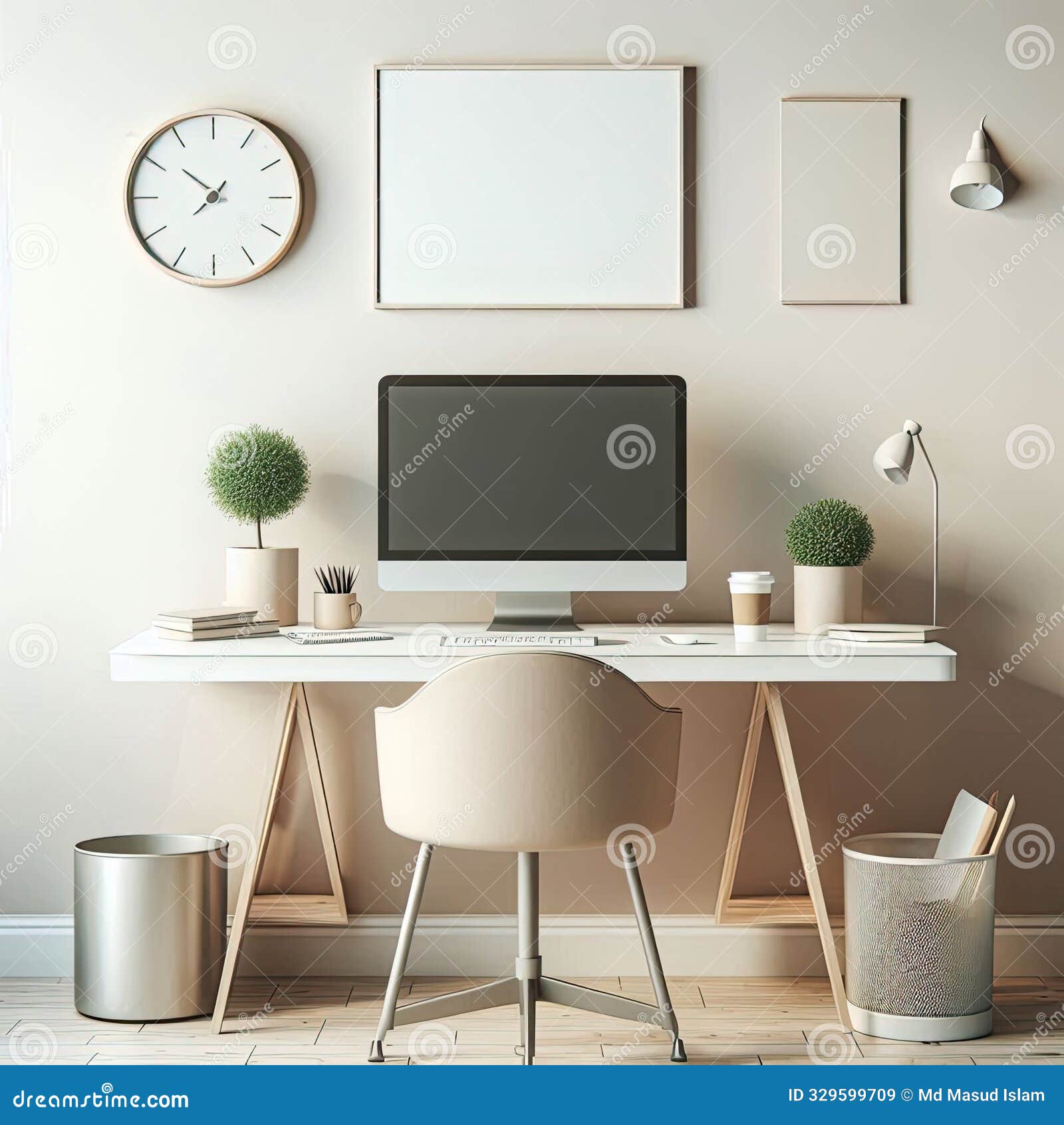 Illustration of Tidy Modern Office Workspace Stock Illustration ...