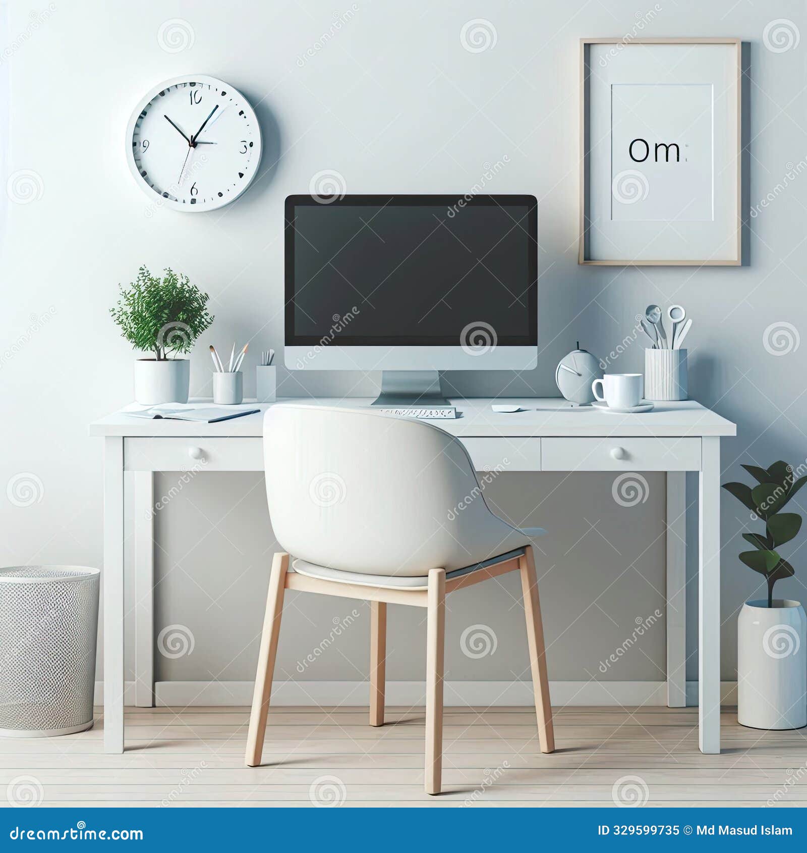 Illustration of Tidy Modern Office Workspace Stock Illustration ...