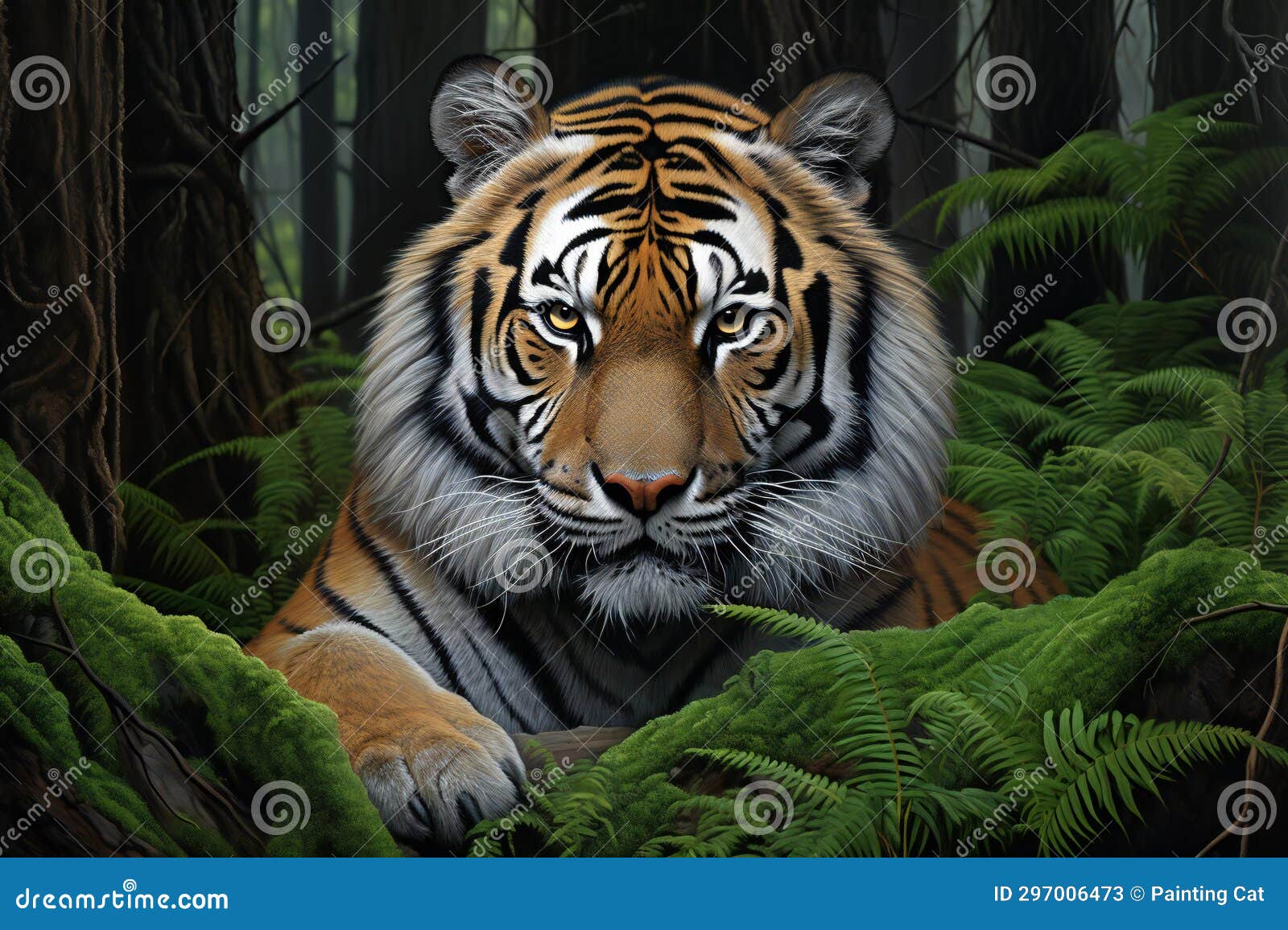Tiger in the forest stock illustration. Illustration of natural - 297006473