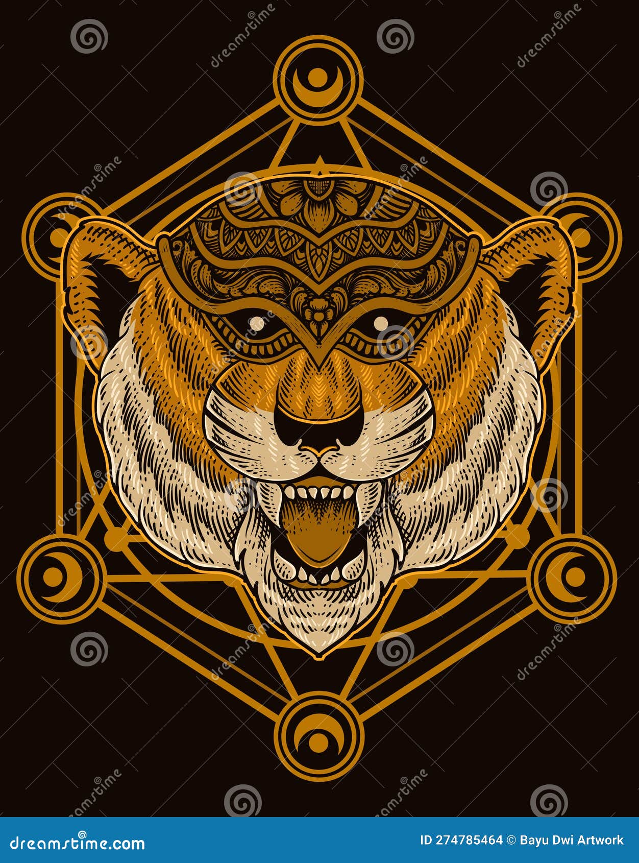 Illustration Tiger Head with Sacred Geometry Stock Vector ...