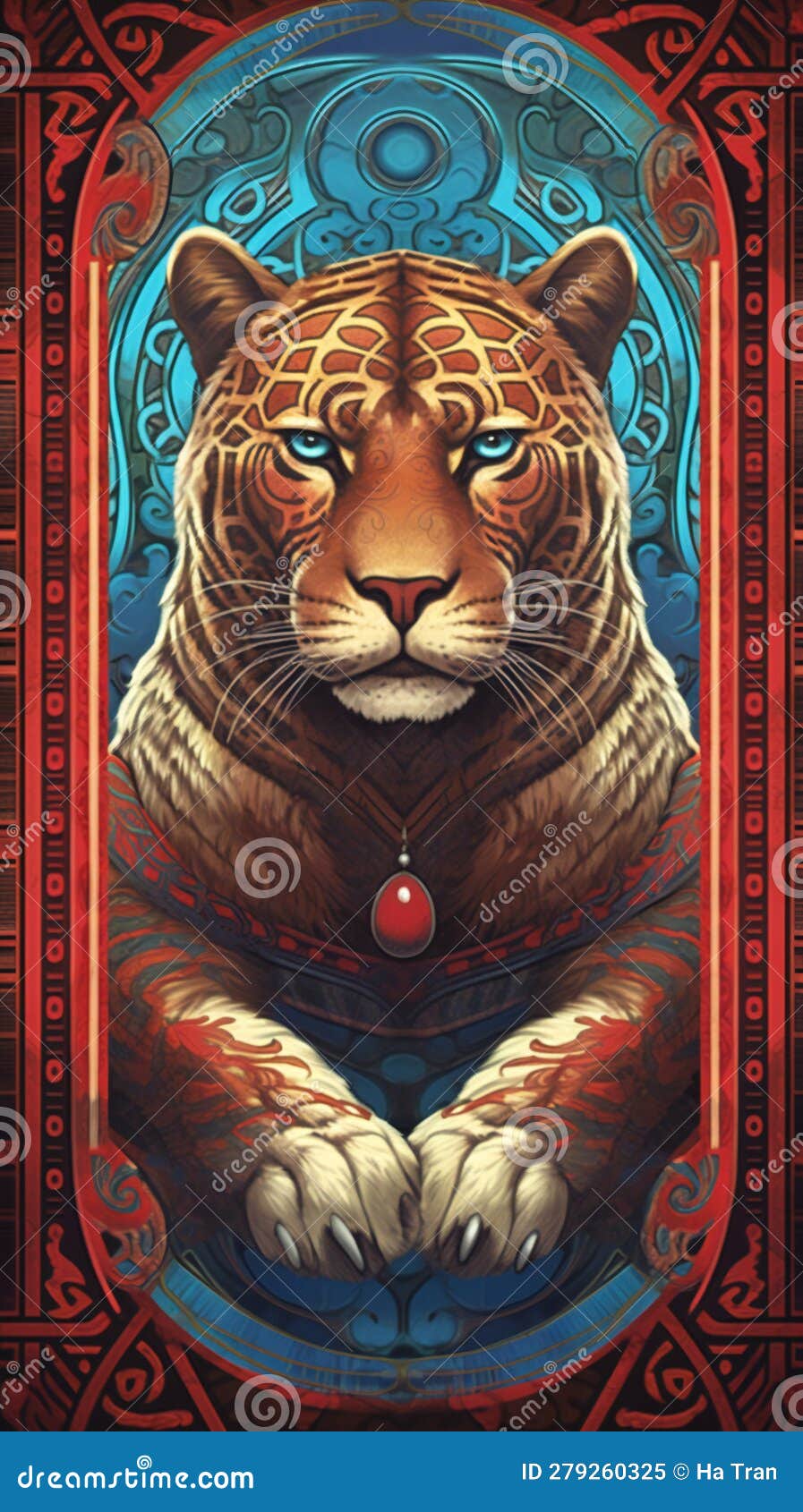 Tiger in the Image of an Egyptian Hieroglyphs Stock Illustration ...