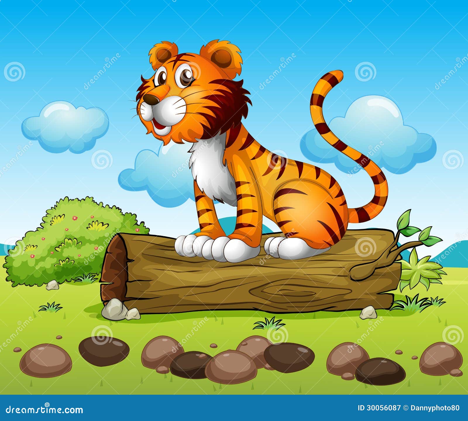 A Tiger and the Trunk of a Tree Stock Vector - Illustration of ears ...
